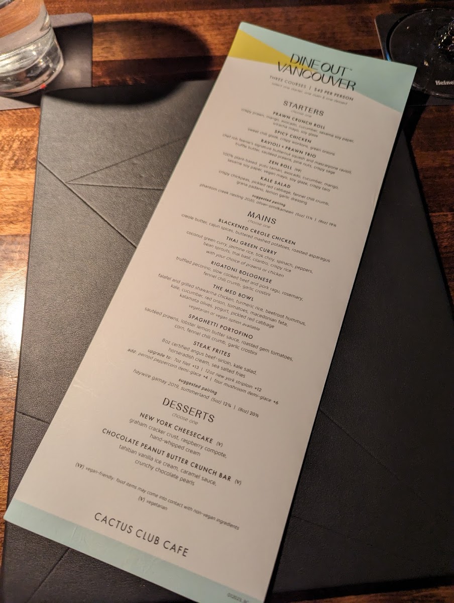 Cactus Club Cafe Menu (Latest Menu Update)