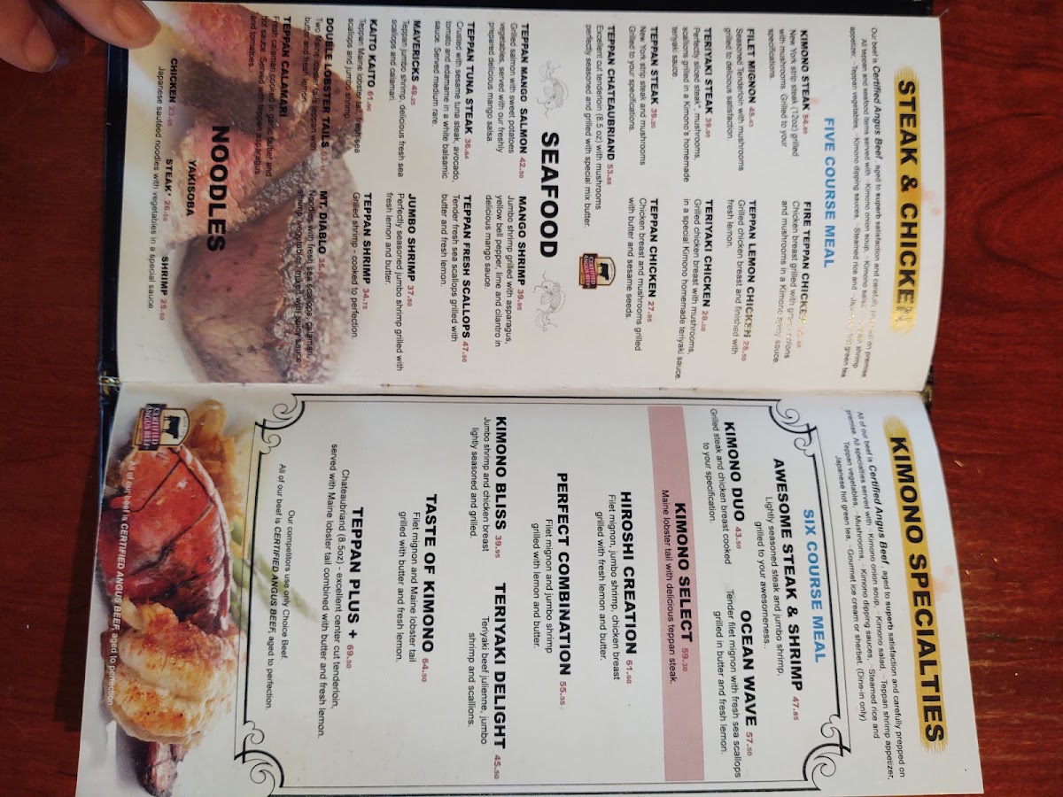 Kimono Japanese Restaurant Menu (Latest Menu Update)