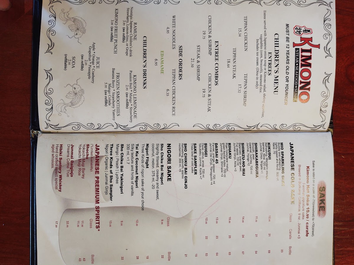 Kimono Japanese Restaurant Menu (Latest Menu Update)