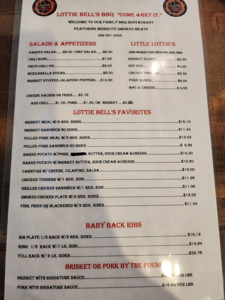 Lottie Bell’S Bbq Menu (Latest Menu Update)